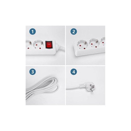 Regleta alargador de 3 enchufes con cable de 1.5 metros