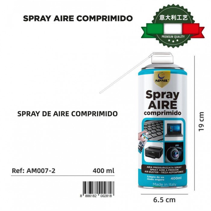 Spray Aire Comprimido 400ml para la Limpieza