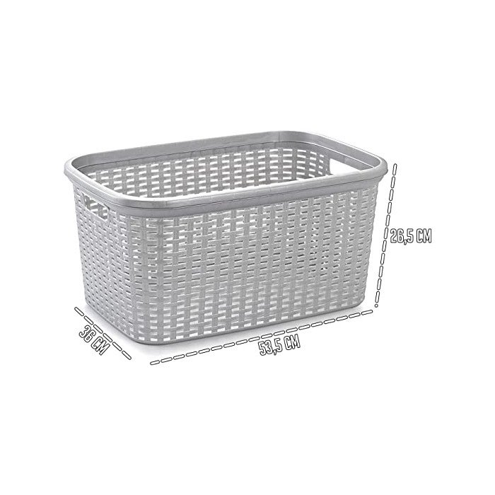Cesta Rattan para la Colada Rectangular estilo Mimbre, Pongo todo de Plástico, Cesta para ropa ...