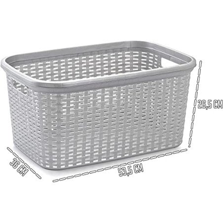 Cesta Rattan para la Colada Rectangular estilo Mimbre, Pongo todo de Plástico, Cesta para ropa ...